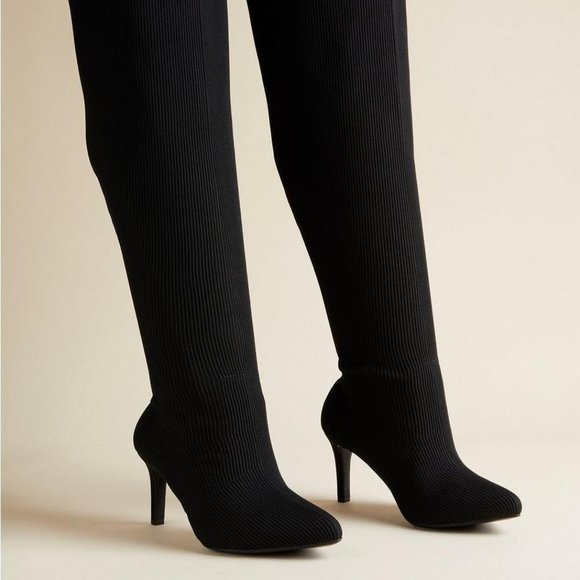 torrid | Shoes | Torrid Boots 8 Ww Wide Black Stretch Over The Knee Tall Knit Stiletto Shoes ...
